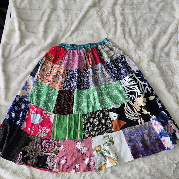 Paradise | Skirts | Paradise Colorful Patchwork Midi Skirt Sm | Poshmark